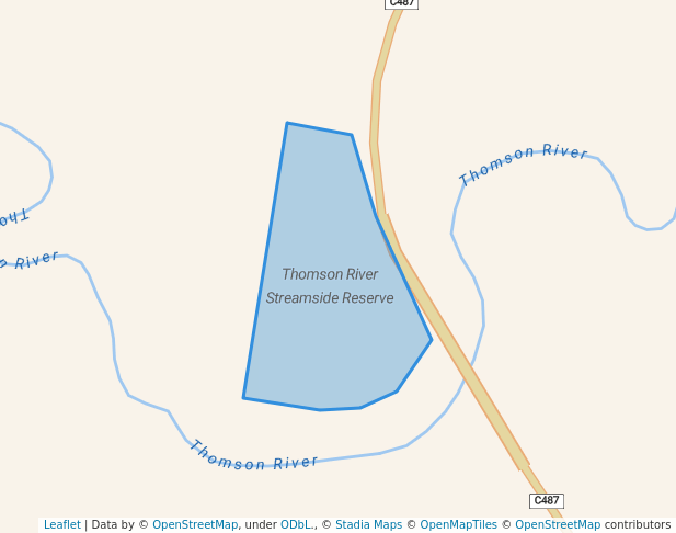 Thomson River Streamside Reserve in Tinamba | Map and Routes