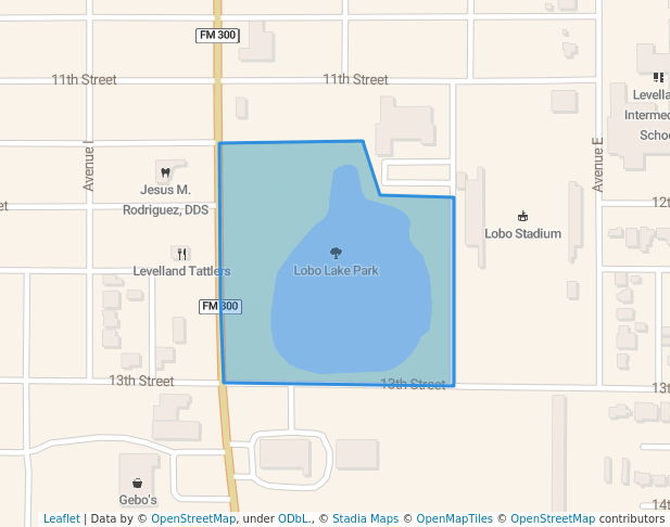 Lobo Lake Park in Levelland | Map and Routes