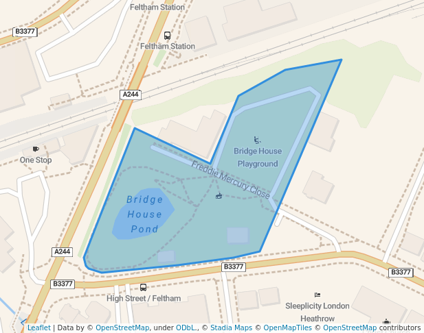 Bridge House Park in Feltham | Map and Routes