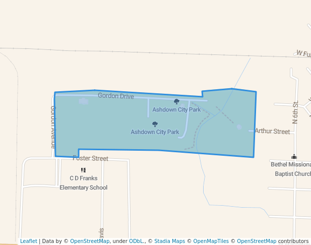 Ashdown City Park in Ashdown | Map and Routes