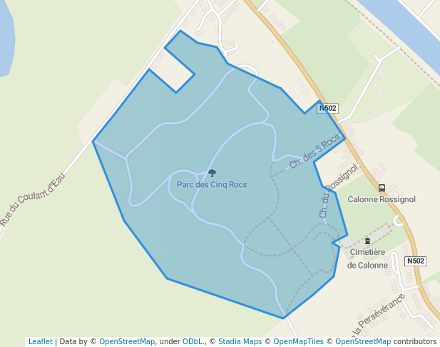 Parc des Cinq Rocs in Antoing | Map and Routes