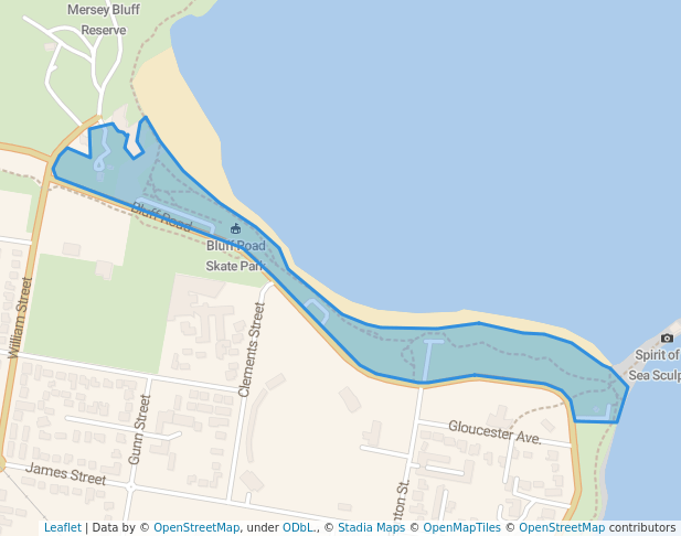 Bluff Road Coastal Reserve in Devonport | Map and Routes