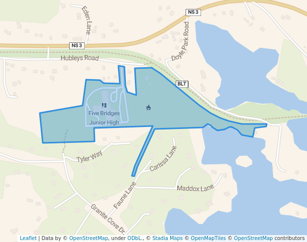 Five Bridges Junior High School Park in Hubley | Map and Routes