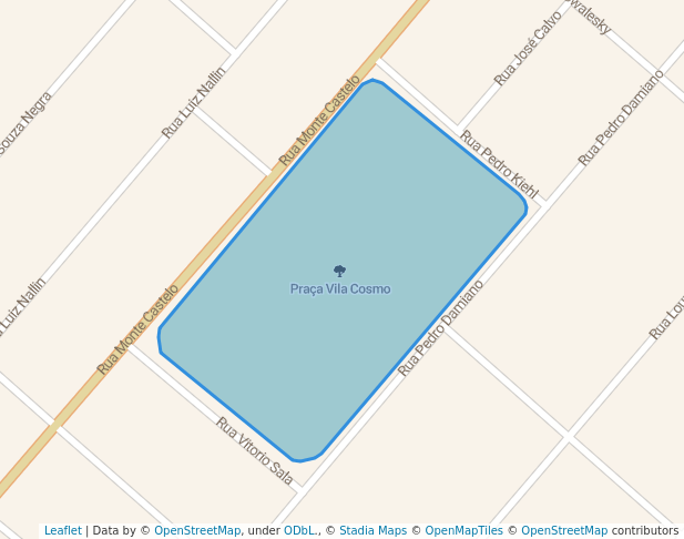Praça Vila Cosmo in Cosmópolis | Map and Routes