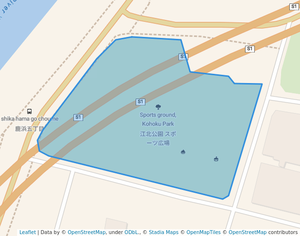 Sports ground, Kohoku Park in Adachi City | Map and Routes