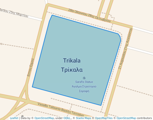 Κεντρική Πλατεία (Ηρώων Πολυτεχνείου) in Trikala | Map and Routes