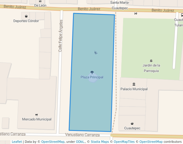 Plaza Principal in Cuautepec de Hinojosa | Map and Routes