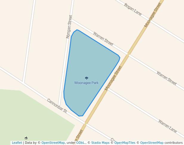 Moonagee Park in Nyngan | Map and Routes