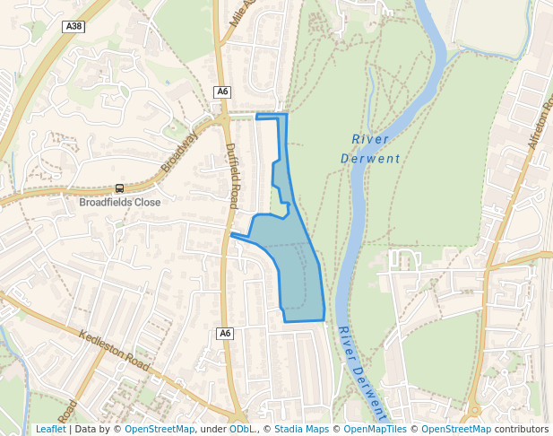 Derwent Park in Derby | Map and Routes