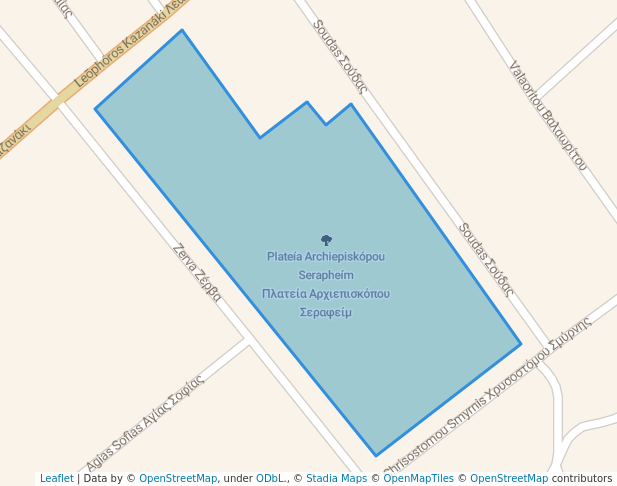 Πλατεία Αρχιεπισκόπου Σεραφείμ in Nea Ionia | Map and Routes