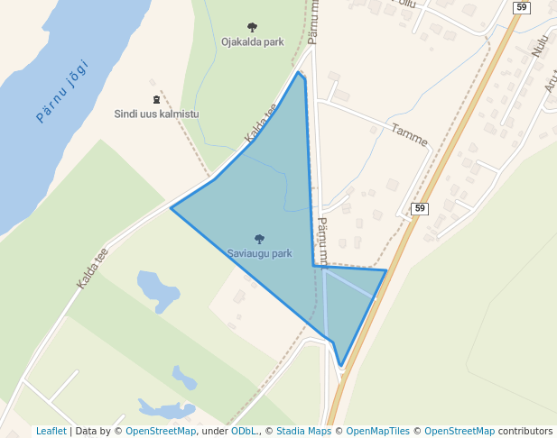 Saviaugu park in Sindi | Map and Routes