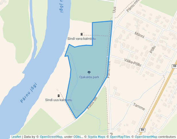 Ojakalda park in Sindi | Map and Routes