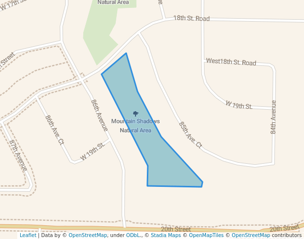 Mountain Shadows Natural Area in Greeley | Map and Routes