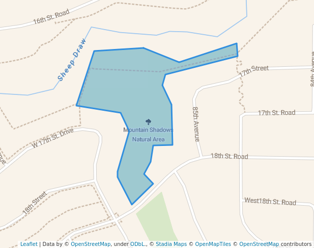 Mountain Shadows Natural Area in Greeley | Map and Routes