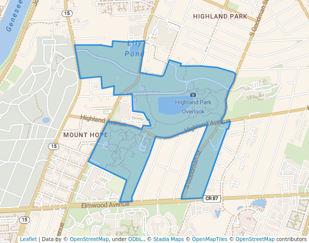 Highland Park in Rochester | Map and Routes