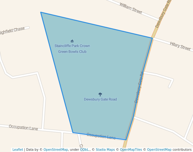 Staincliffe Park in Dewsbury | Map and Routes