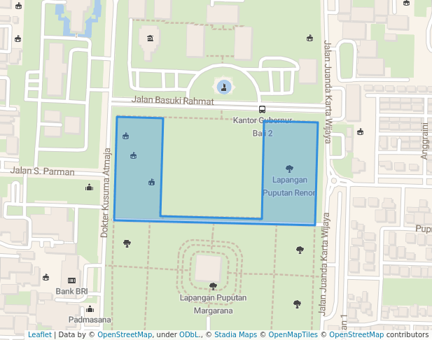 Lapangan Puputan Renon in Denpasar | Map and Routes