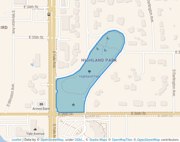 Highland Park in Tulsa | Map and Routes