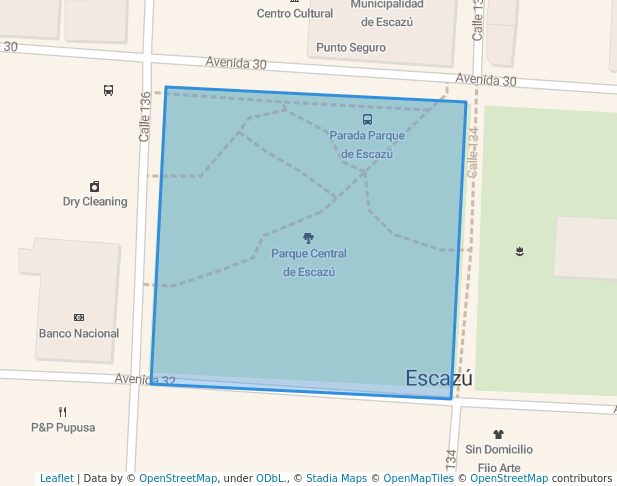 Parque Central de Escazú in Escazú | Map and Routes
