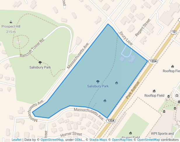 Salisbury Park in Worcester | Map and Routes