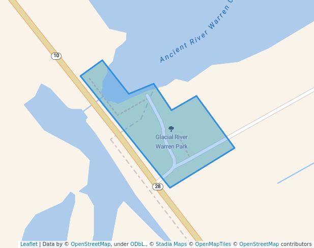 Glacial River Warren Park in Browns Valley | Map and Routes
