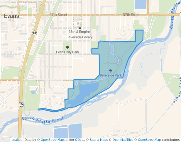Riverside Park in Evans | Map and Routes