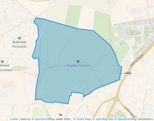 Stopsley Common in Luton | Map and Routes