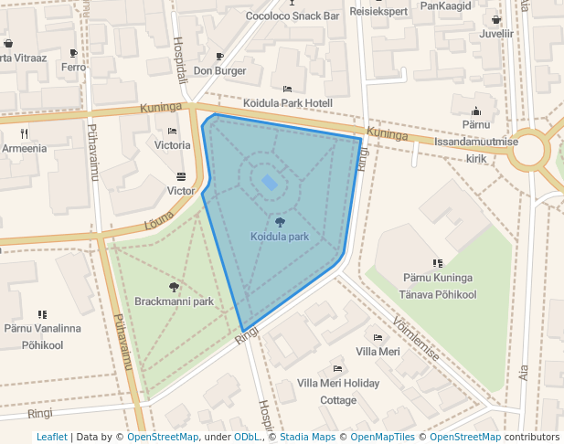 Koidula park in Pärnu | Map and Routes