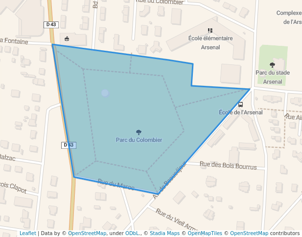 Parc du Colombier in Roanne | Map and Routes