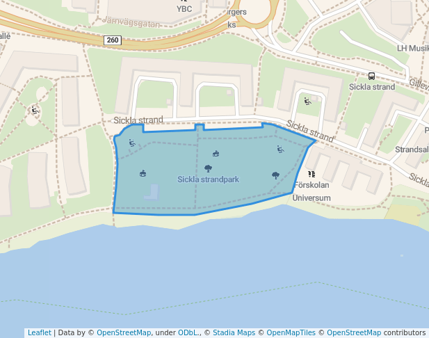 Sickla strandpark in Stockholm | Map and Routes