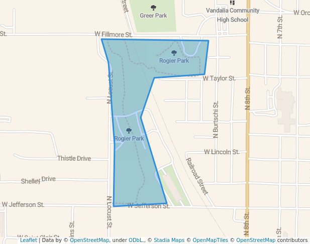 Rogier Park in Vandalia | Map and Routes