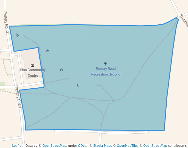 Pottery Road Recreation Ground in Hoo | Map and Routes