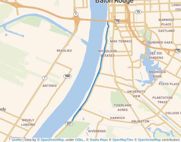 Mississippi River Levee Trail in Baton Rouge | Map and Routes