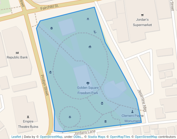 Golden Square Freedom Park in Bridgetown | Map and Routes