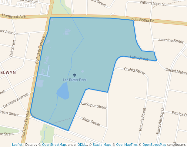 Len Rutter Park in Roodepoort | Map and Routes