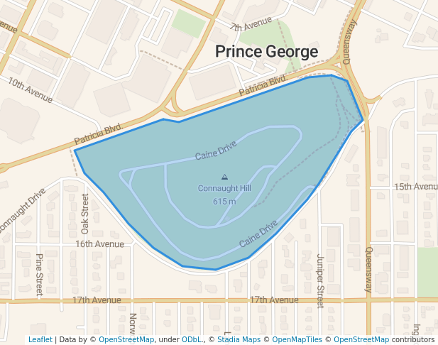 Connaught Hill Park in Prince George | Map and Routes