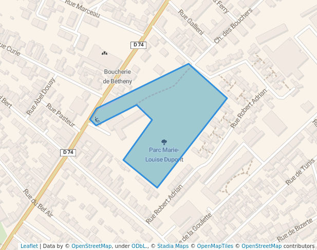Parc Marie-Louise Dupont in Bétheny | Map and Routes