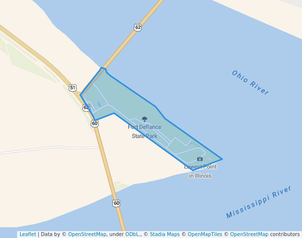 Fort Defiance State Park in Cairo | Map and Routes