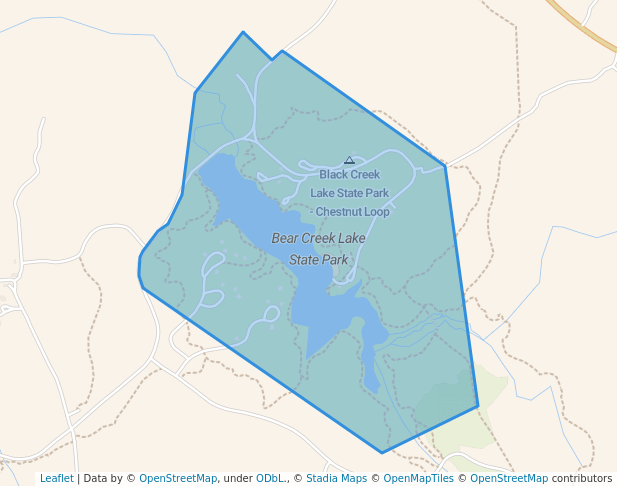 Bear Creek Lake State Park in Cumberland | Map and Routes