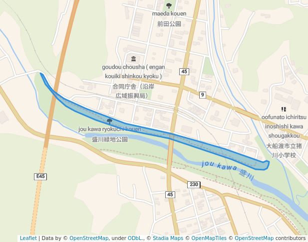 盛川緑地公園 in Ofunato | Map and Routes