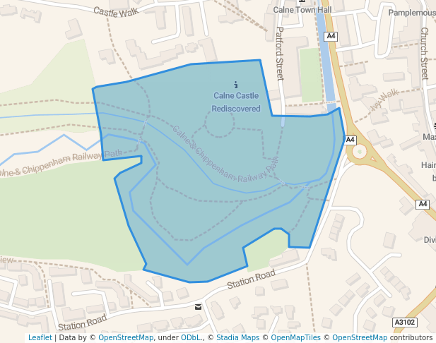 Castlefields Park in Calne | Map and Routes