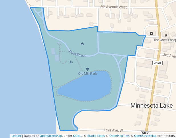 Old Mill Park in Minnesota Lake | Map and Routes