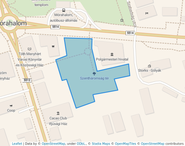 Szentháromság tér in Mórahalom | Map and Routes