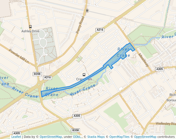 Crane Park in Twickenham | Map and Routes