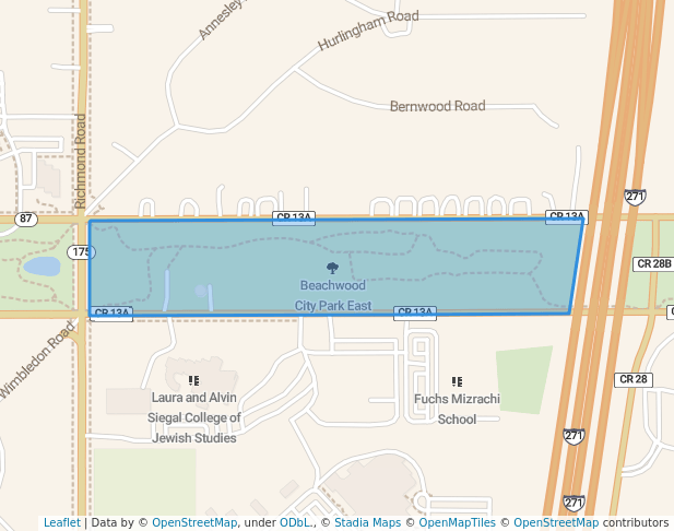 Beachwood City Park East in Beachwood | Map and Routes