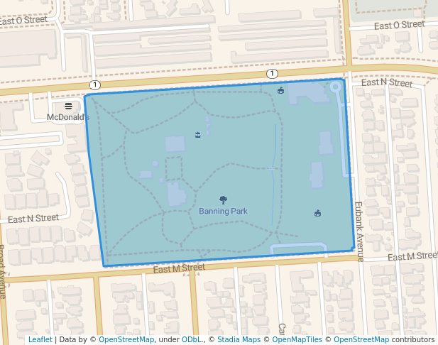 Banning Park in Los Angeles | Map and Routes