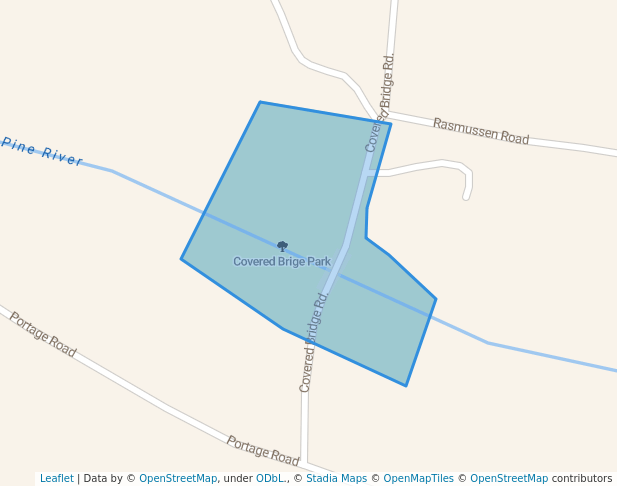 Covered Brige Park in Wild Rose | Map and Routes