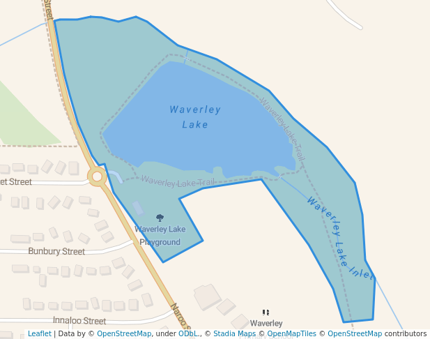 Waverley Lake Park in Waverley | Map and Routes
