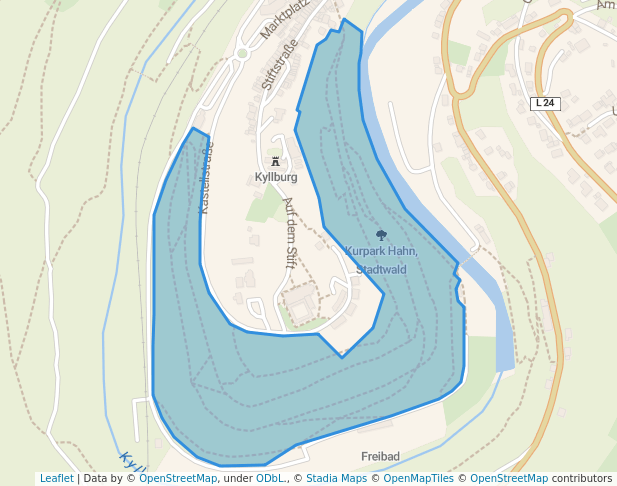 Kurpark Hahn, Stadtwald in Kyllburg | Map and Routes