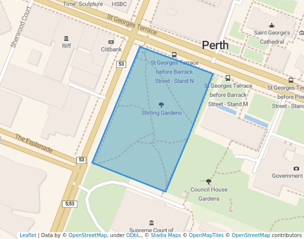 Stirling Gardens in Perth | Map and Routes